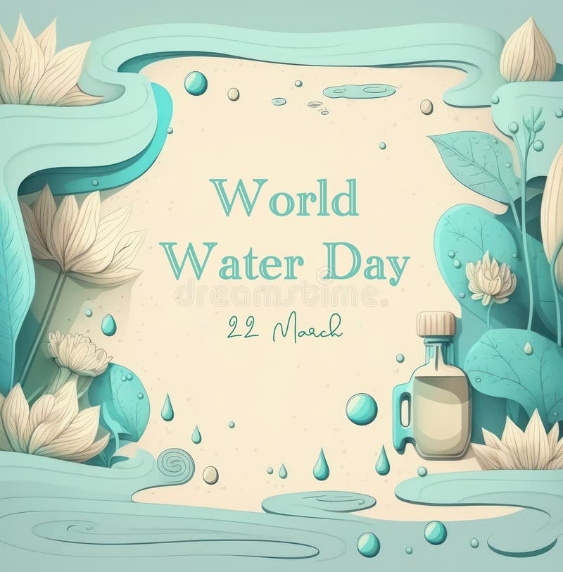World Water Day Cute Illustration Graphic with Copy Space Background ...