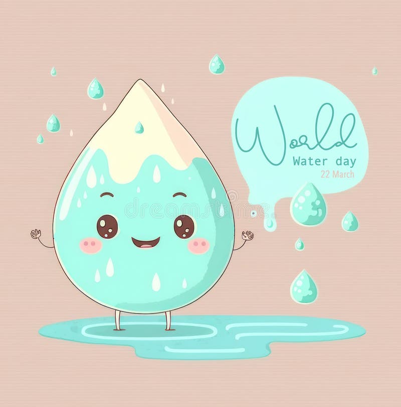 World Water Day Cute Illustration Graphic with Copy Space Background ...