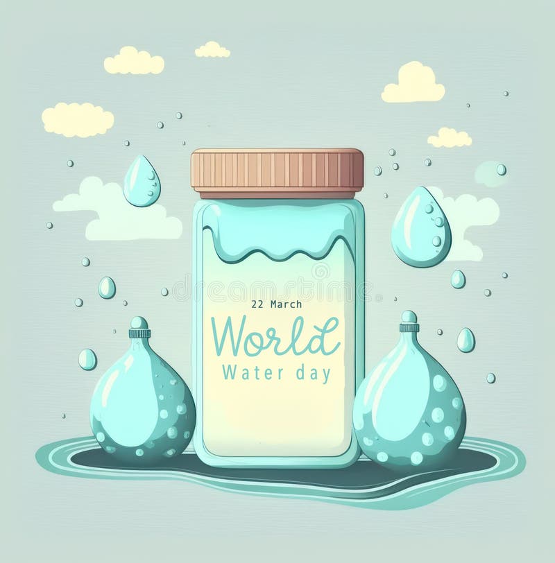 World Water Day Cute Illustration Graphic with Copy Space Background ...