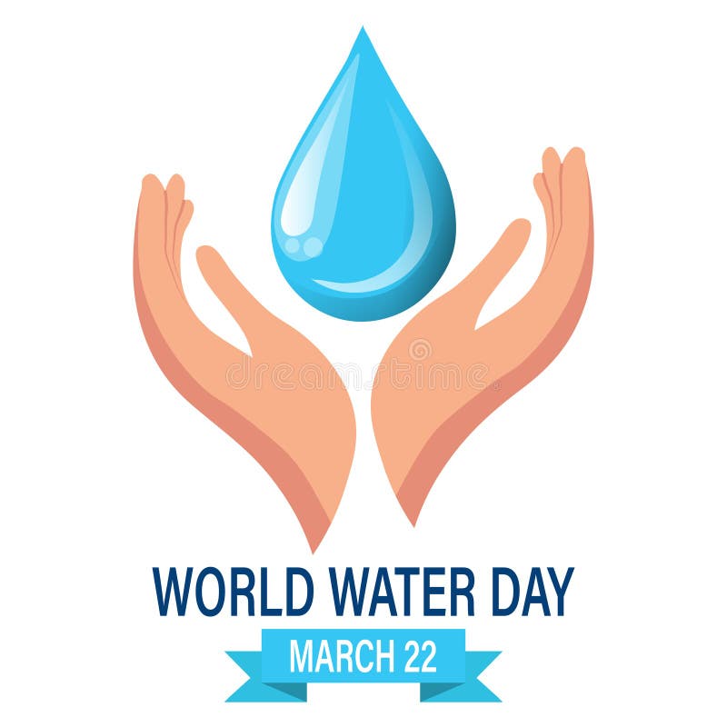 World Water Day, a Drop of Water in the Hands. Banner. Poster, Postcard ...