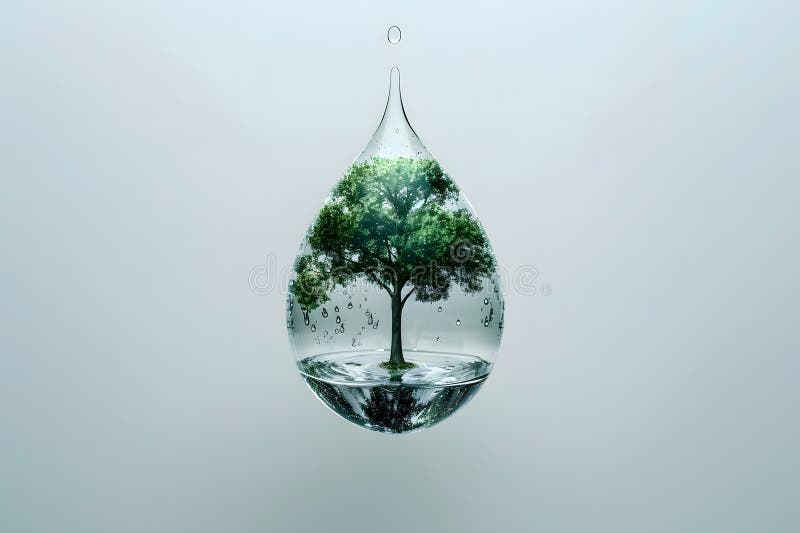 World Water Day. Water Drop with Tree Inside, Concept for Water Day ...