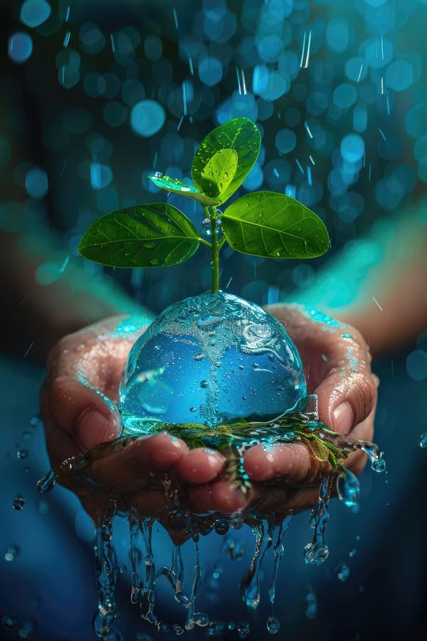 World Water Day . Hands Holding Clean Water Drop in Shape of Planet ...