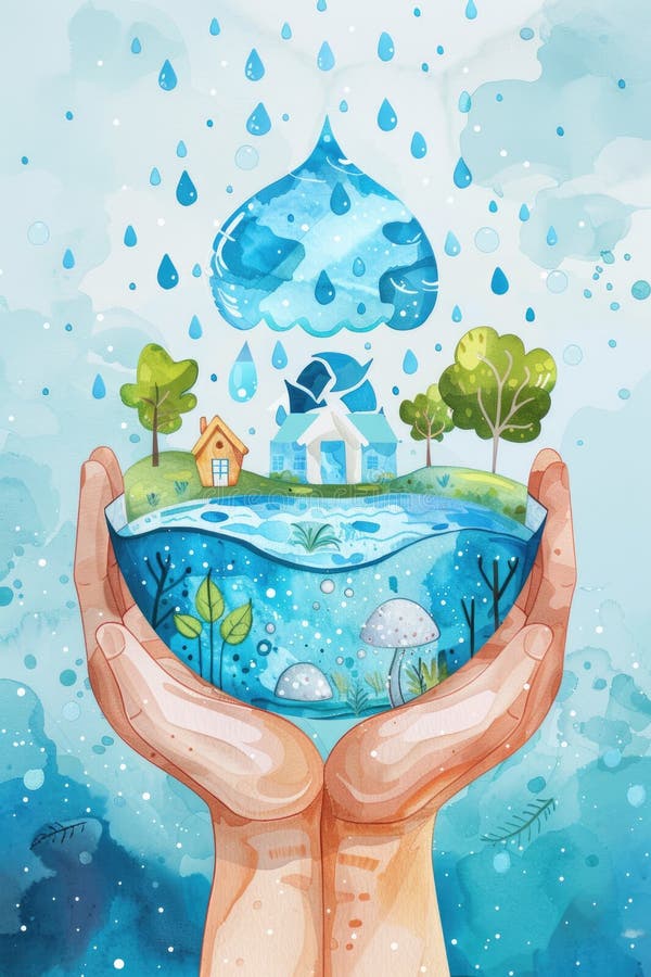 World Water Day . Hands Holding Clean Water Drop in Shape of Planet ...
