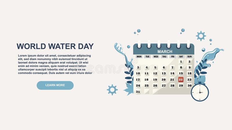 World Water Day March Calendar Banner Design Stock Vector ...
