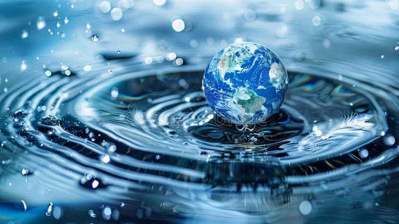 World Water Day, Planet Earth in Water Stock Illustration ...