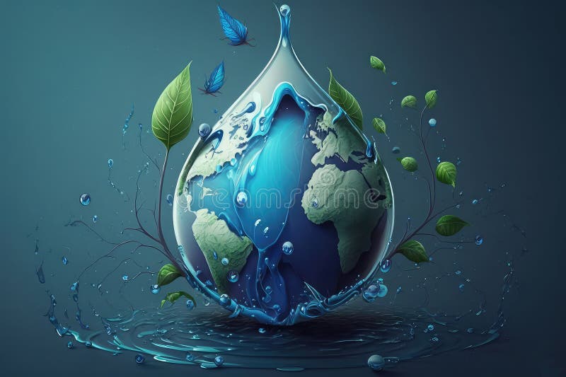 World Water Day, Planet Earth in Big Drop. Generative AI Stock Photo ...