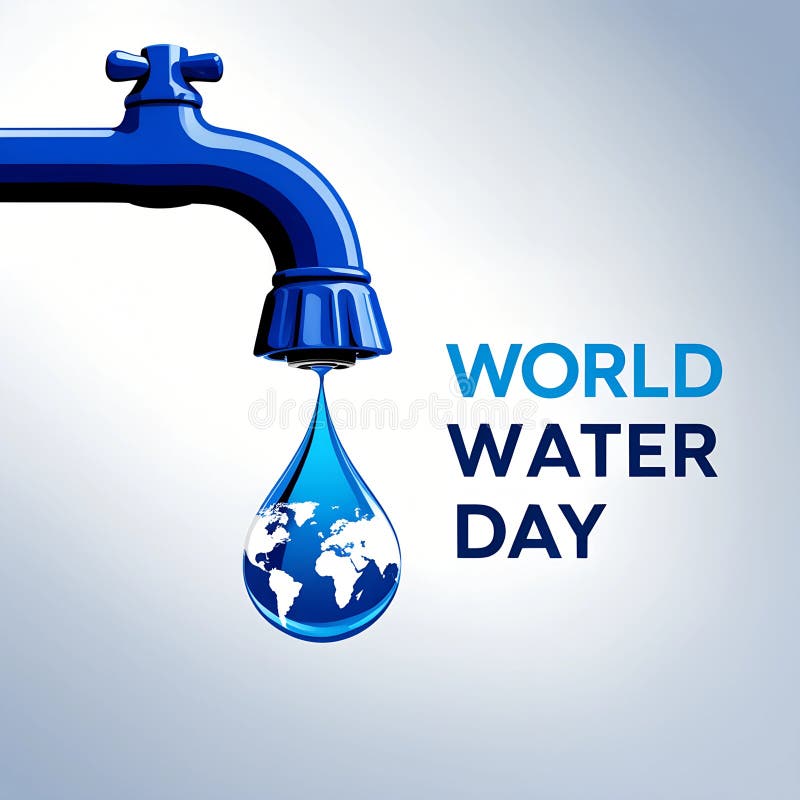World Water Day Poster with a Water Drop and Faucet Stock Illustration ...