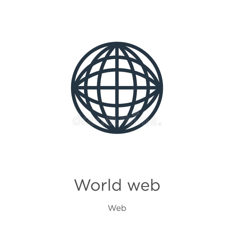World Web Icon. Thin Linear World Web Outline Icon Isolated on White ...
