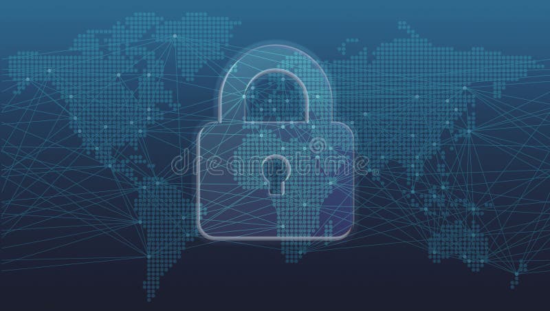 VPN Network Internet Security Shield Logo on a World Map Stock Photo ...