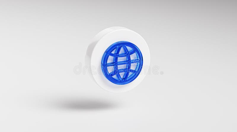 World Web Wide Globe Blue Glass Icon Button on Circle App Symbol 3D ...