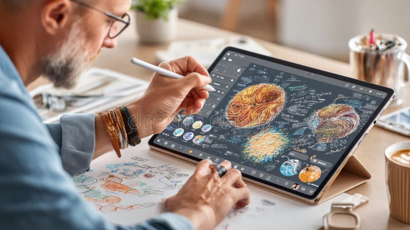 A Man Illustrating Innovative Education Technology through Digital ...