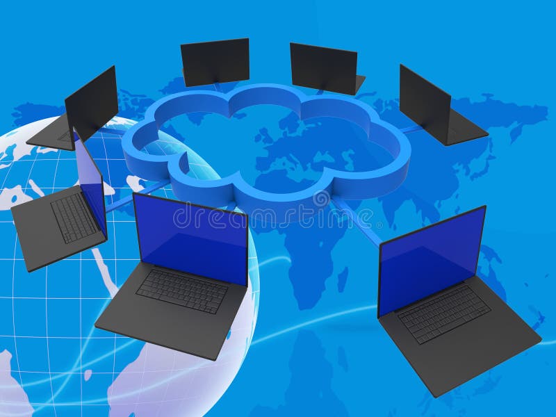 World Wide Indicates Lan Network and Computer Stock Illustration ...