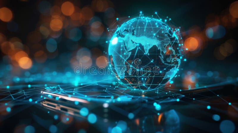 The World Wide Web in the Form of a Globe in the Phone. Global Internet ...