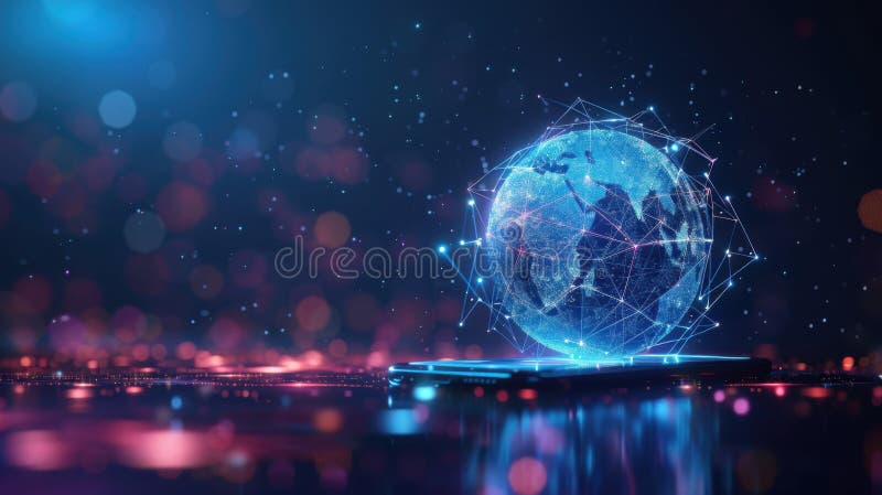 The World Wide Web in the Form of a Globe in the Phone. Global Internet ...