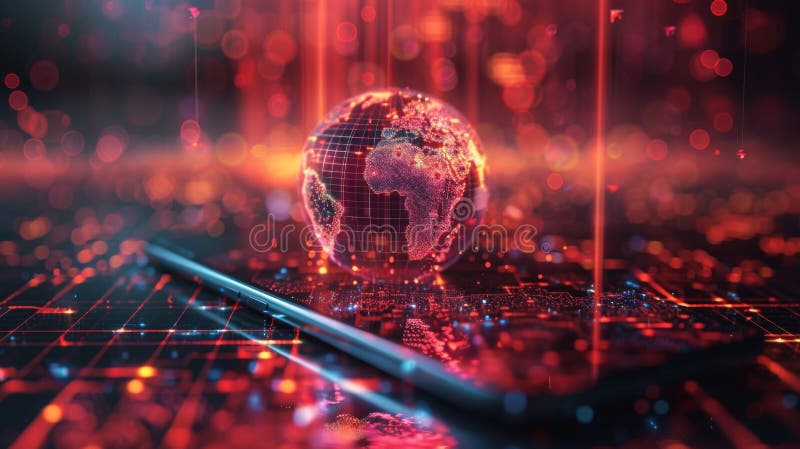 The World Wide Web in the Form of a Globe in the Phone. Global Internet ...