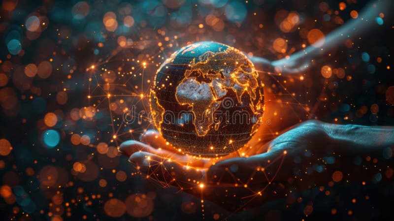 The World Wide Web in the Form of a Globe in the Phone. Global Internet ...