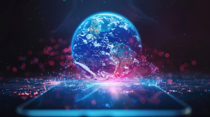 The World Wide Web in the Form of a Globe in the Phone. Global Internet ...