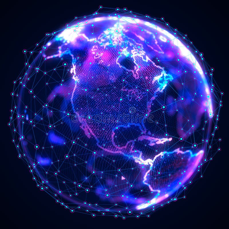 World Wide Web. Global Network Connection. World Map. Planet Earth. 3D ...