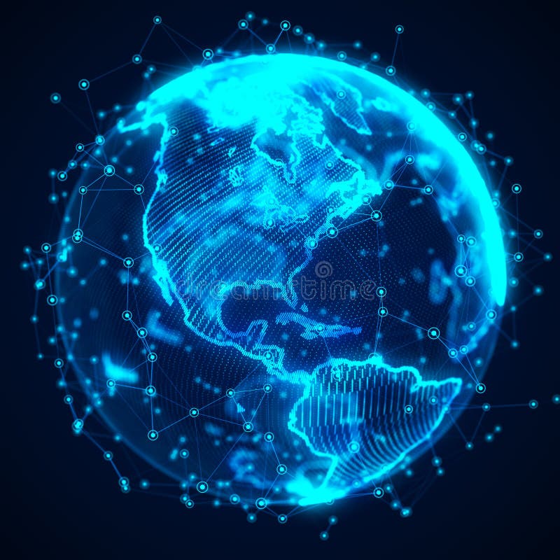 World Wide Web. Global Network Connection. World Map. Planet Earth ...