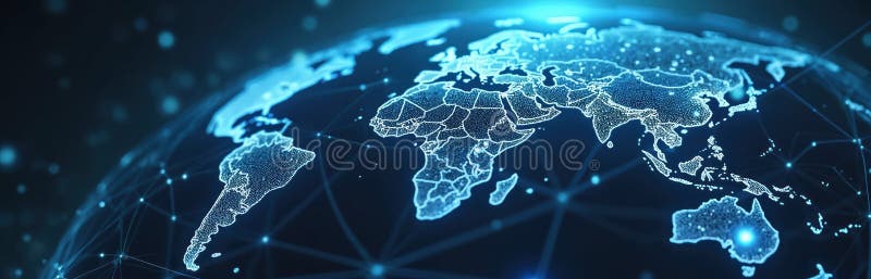 World Wide Web Industry Banner. Digital Earth, Datum, Cyberspace with ...