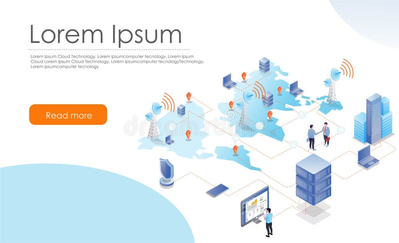 World Wifi Network Location Map Location of True in Isometric and Flat ...