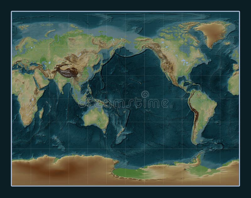 World Wiki Map - 180 PM. Gall Stereographic Stock Illustration ...