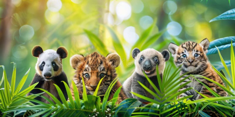 World Wildlife Day. Creative Banner with Grass and Animals. Ai ...