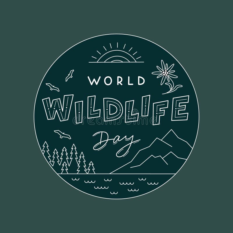 World Wildlife Day Lettering Stock Vector - Illustration of forest ...