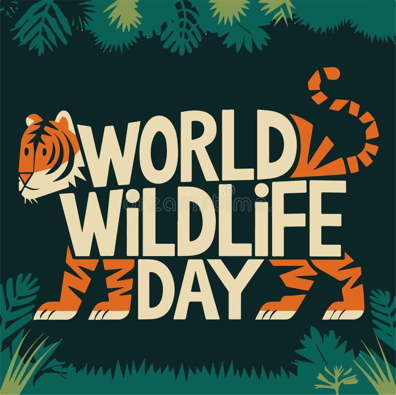 World Wildlife Day Typography Illustration Stock Vector - Illustration ...