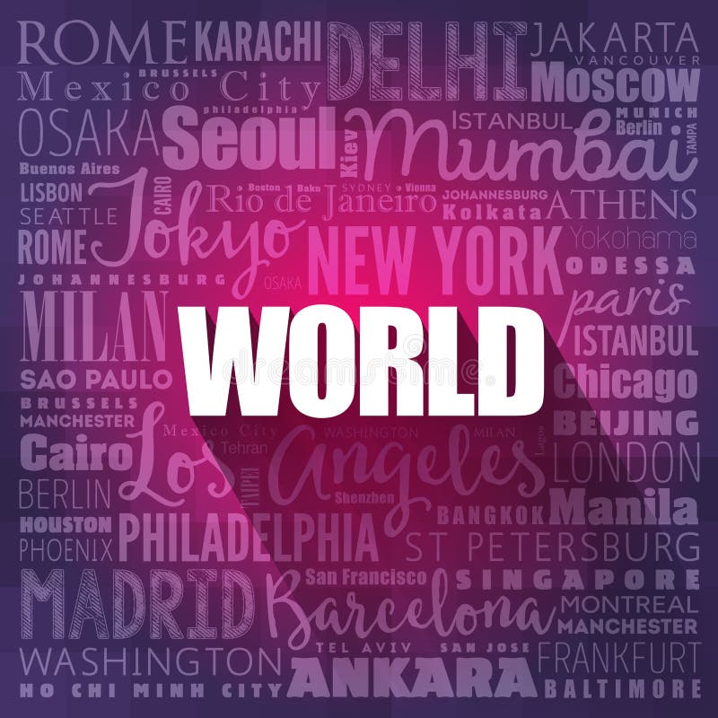 WORLD Word Cloud Concept Made with Words Cities Names, Business Concept ...