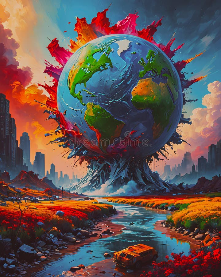 A World with a World Map on it Stock Illustration - Illustration of ...