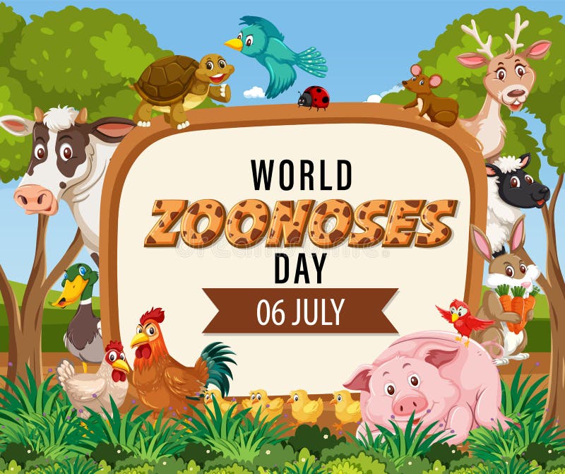 World Zoonoses Day Cartoon Poster Stock Vector - Illustration of ...