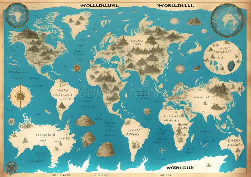 Worldbuilding World Map, Generative AI Illustration Stock Illustration ...