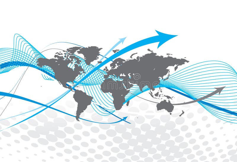 Abstract Wave World Map Background Stock Vector - Illustration of blue ...