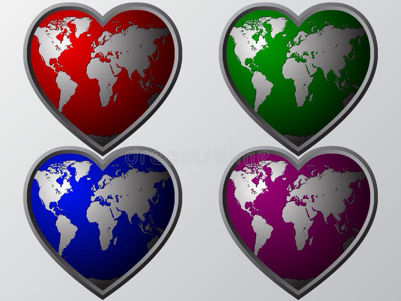 Worldmap Heart shaped stock illustration. Illustration of love - 13039471