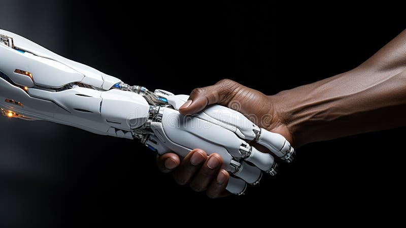 When Worlds Unite, Futuristic Handshake of Human and Robotic Hands ...