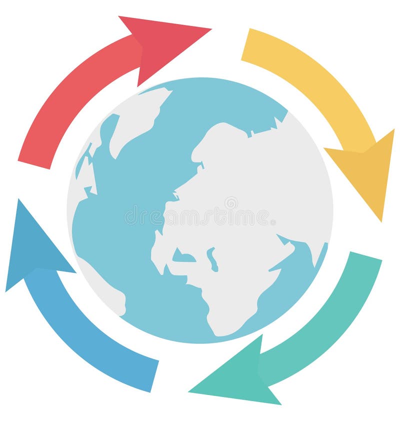 Arrows Around World Globe Stock Illustrations – 496 Arrows Around World ...
