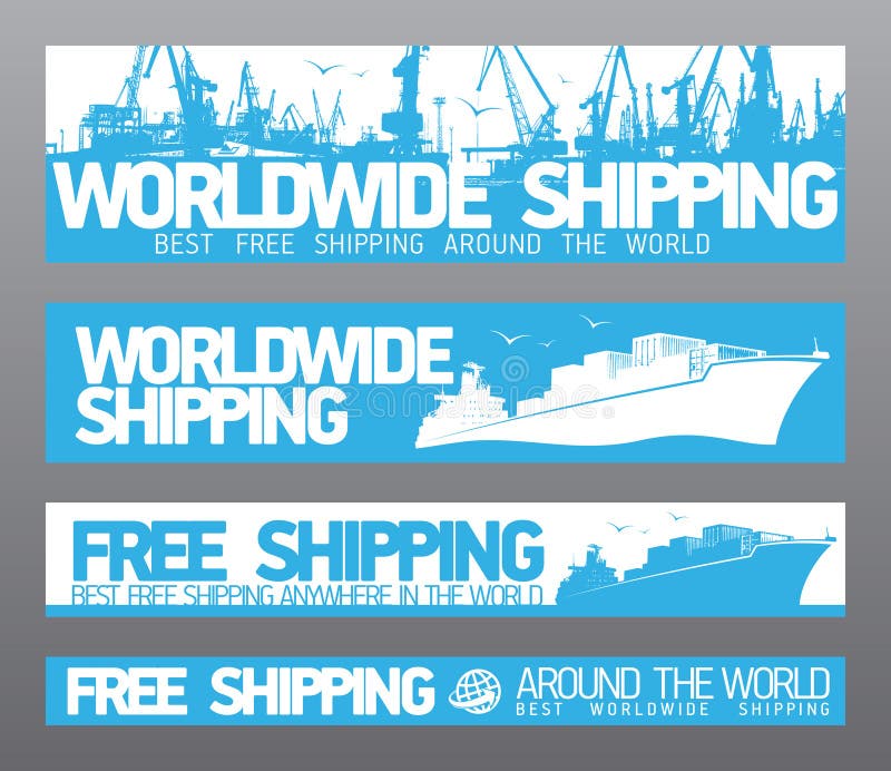 Worldwide Free Shipping Banners. Stock Vector - Illustration of online ...