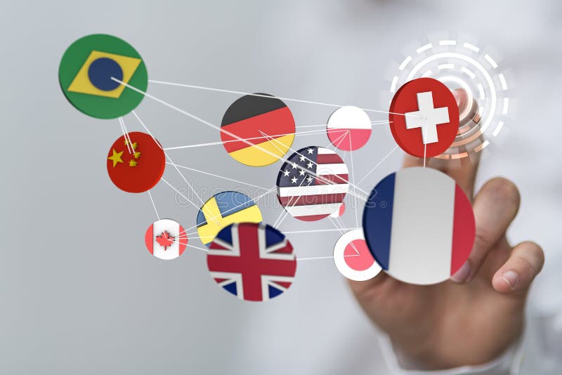 A Worldwide International Communication Concept: Cloud of Colorful ...