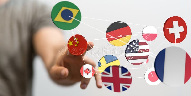 A Worldwide International Communication Concept: Cloud of Colorful ...