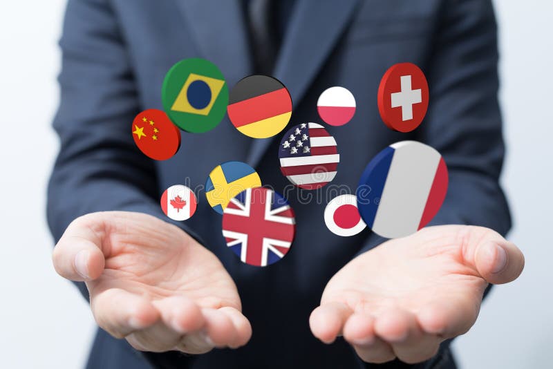 A Worldwide International Communication Concept: Cloud of Colorful ...