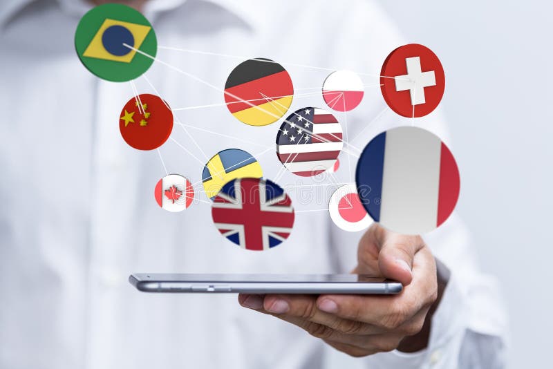 A Worldwide International Communication Concept: Cloud of Colorful ...