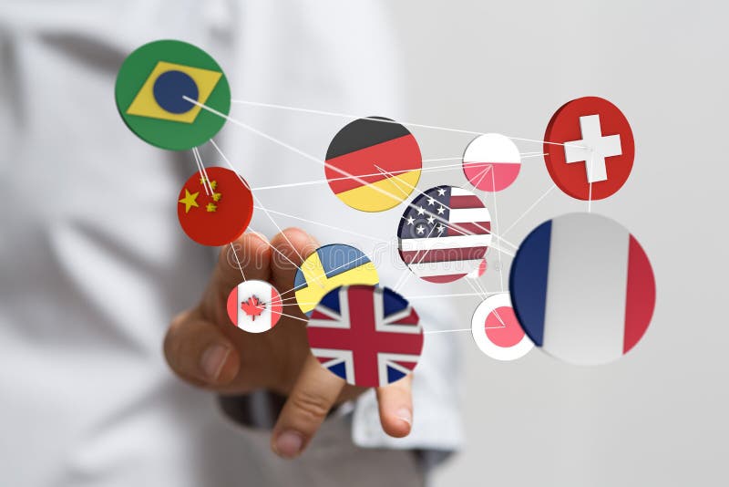 A Worldwide International Communication Concept: Cloud of Colorful ...