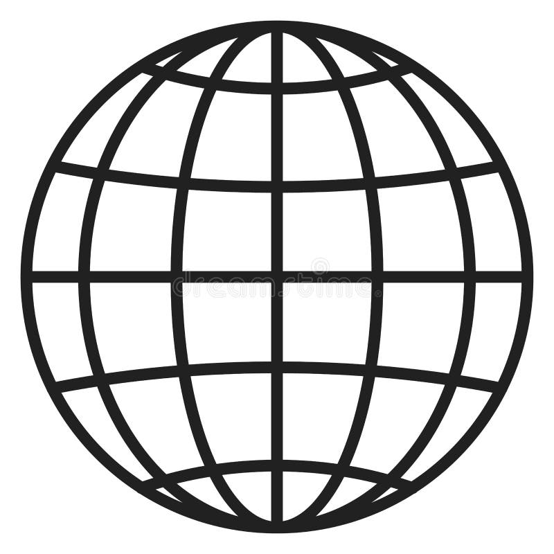 Worldwide Line Icon. World Map Round Grid Stock Vector - Illustration ...