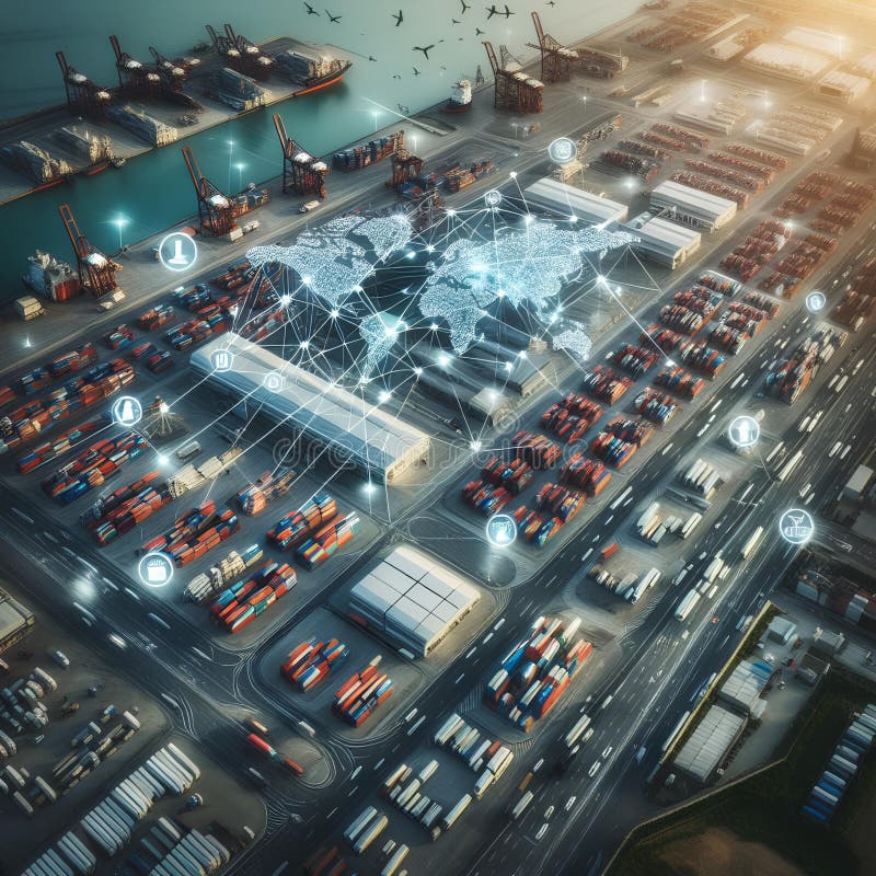 Worldwide Logistics Network Stock Illustration - Illustration of truck ...