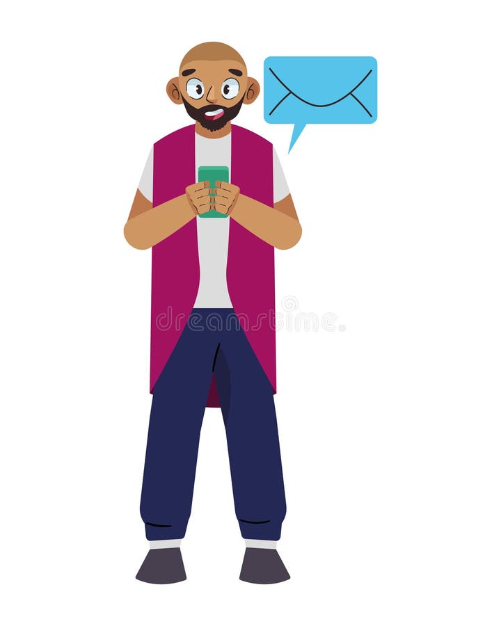 Worldwide Man Texting Communication Stock Vector - Illustration of ...
