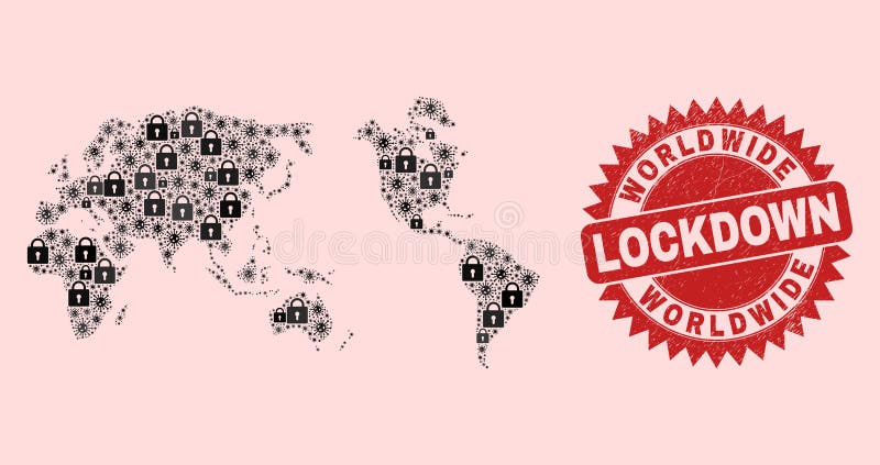 Worldwide Map Collage of Locks and Viral Items and Distress Lockdown ...