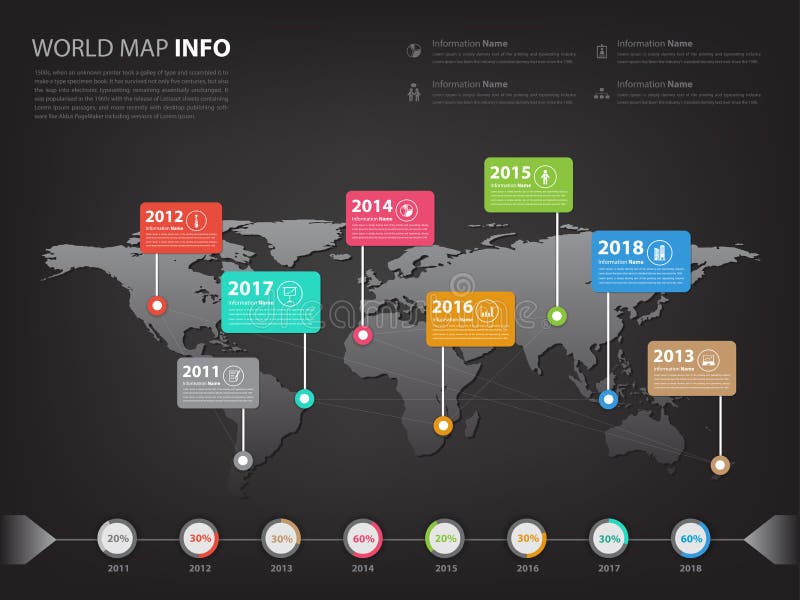 Worldwide Map Infographic for Business Presentation and Slideshow Stock ...