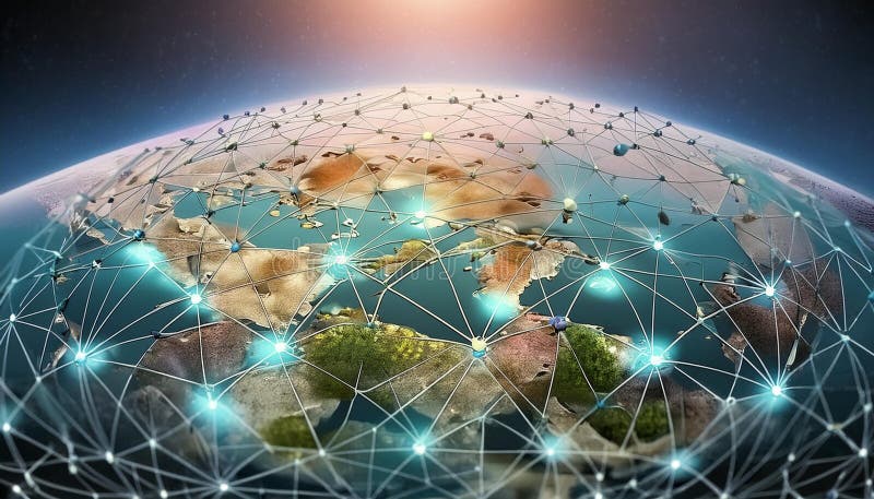 Worldwide Network Connection, Digital Art Illustration Stock ...