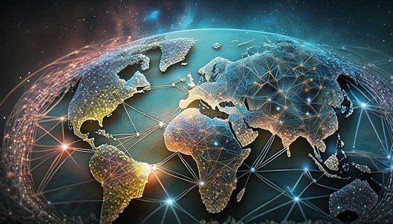 Worldwide Network Connection, Digital Art Illustration Stock ...